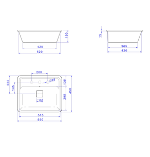Cuba de Embutir com Mesa Retangular 50cm Deca | Covatti Acabamentos